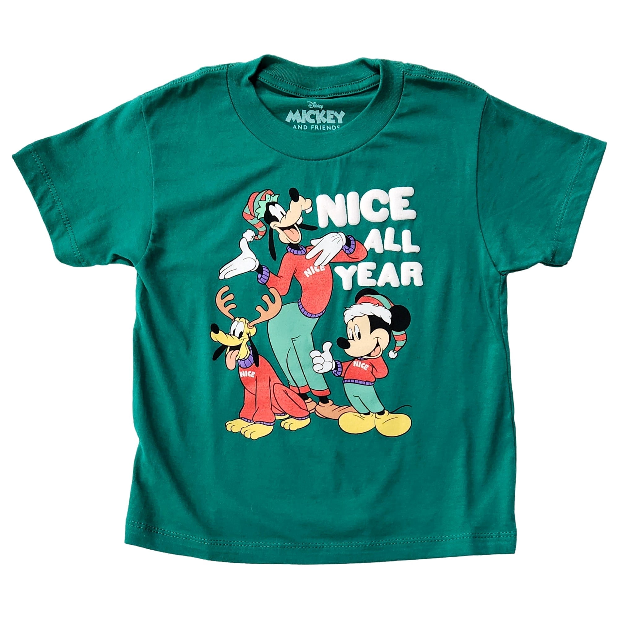 Disney Boys Green Short Sleeve Mickey Mouse Christmas T-Shirt Tee Shirt ...