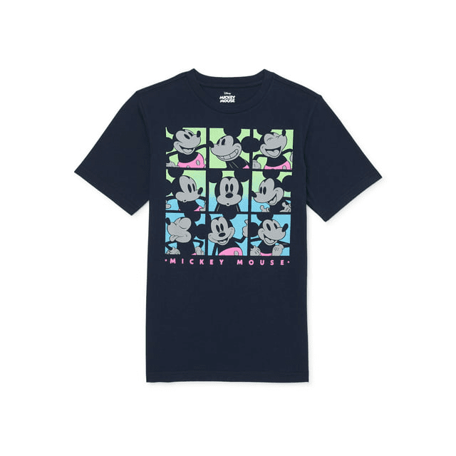 Disney Boys Mickey Mouse Many Faces, Crew Neck, Short Sleeve - Walmart.com