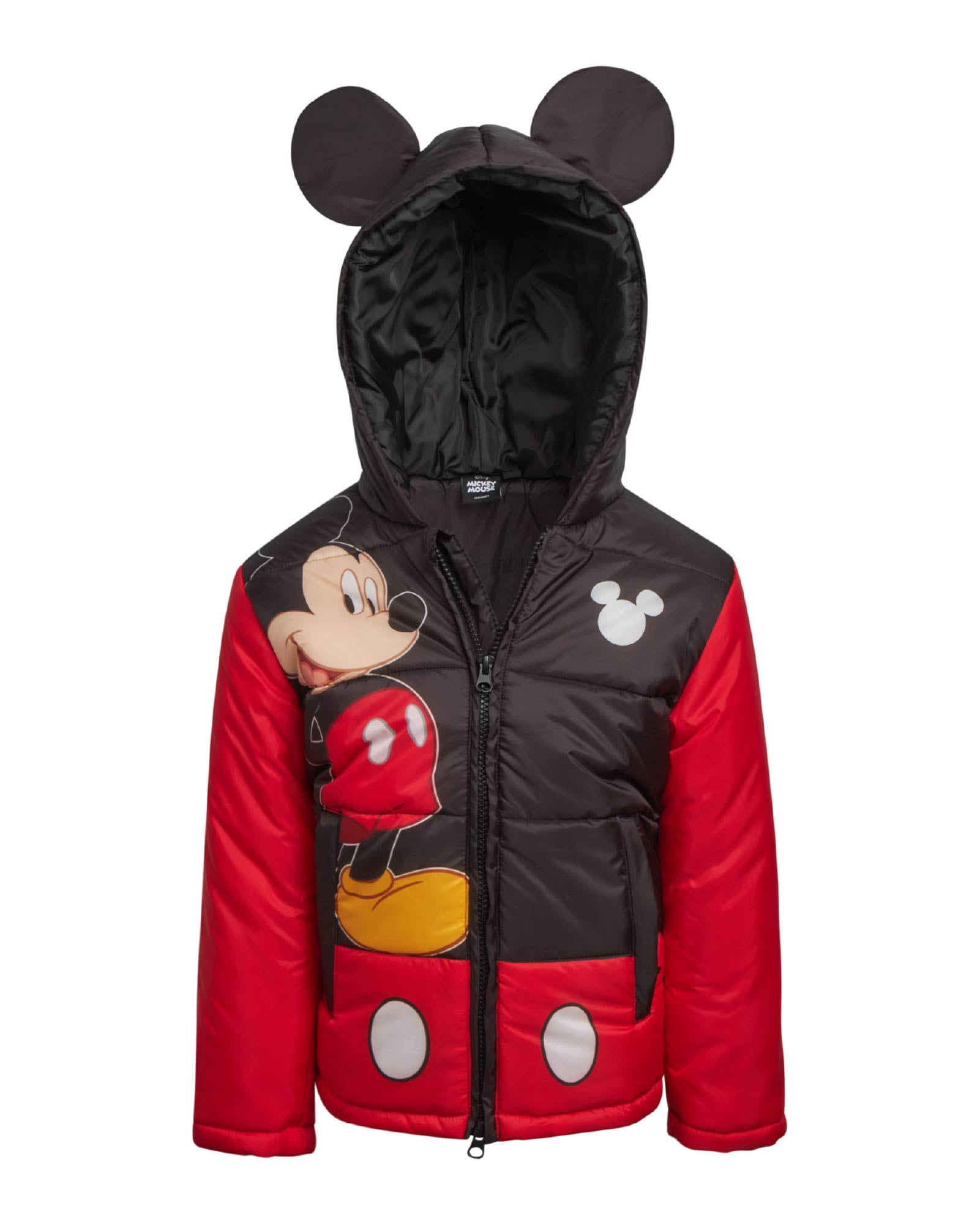 Disney Boys' Puffer Jacket - Full Zip Up Hooded Mickey Mouse, Cars and ...