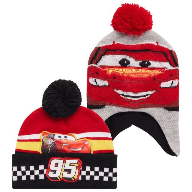 Disney Cars Kids Boys' Winter Hat - 2 Pack Lightning McQueen Pom Pom ...