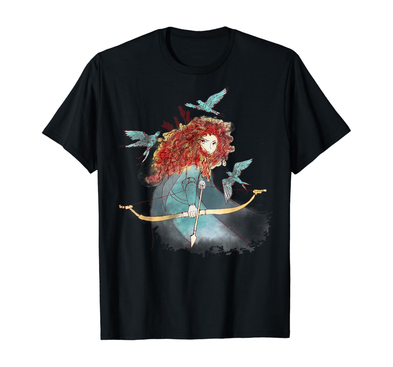 Disney Brave Merida Watercolor Sketch Portrait T-Shirt - Walmart.com
