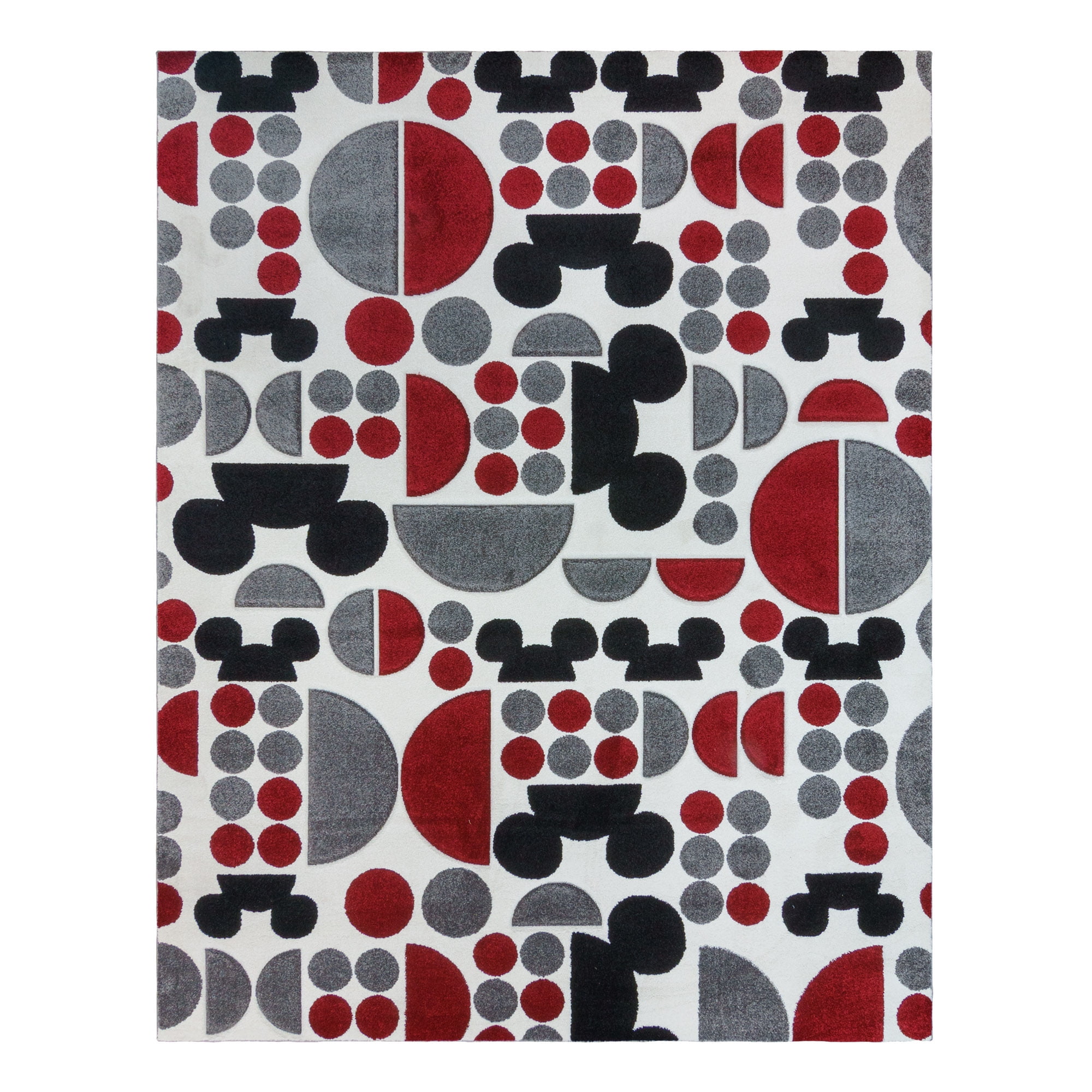 Disney Bravo Mickey Mouse Spheres Modern Geometric Red Indoor Area Rug ...