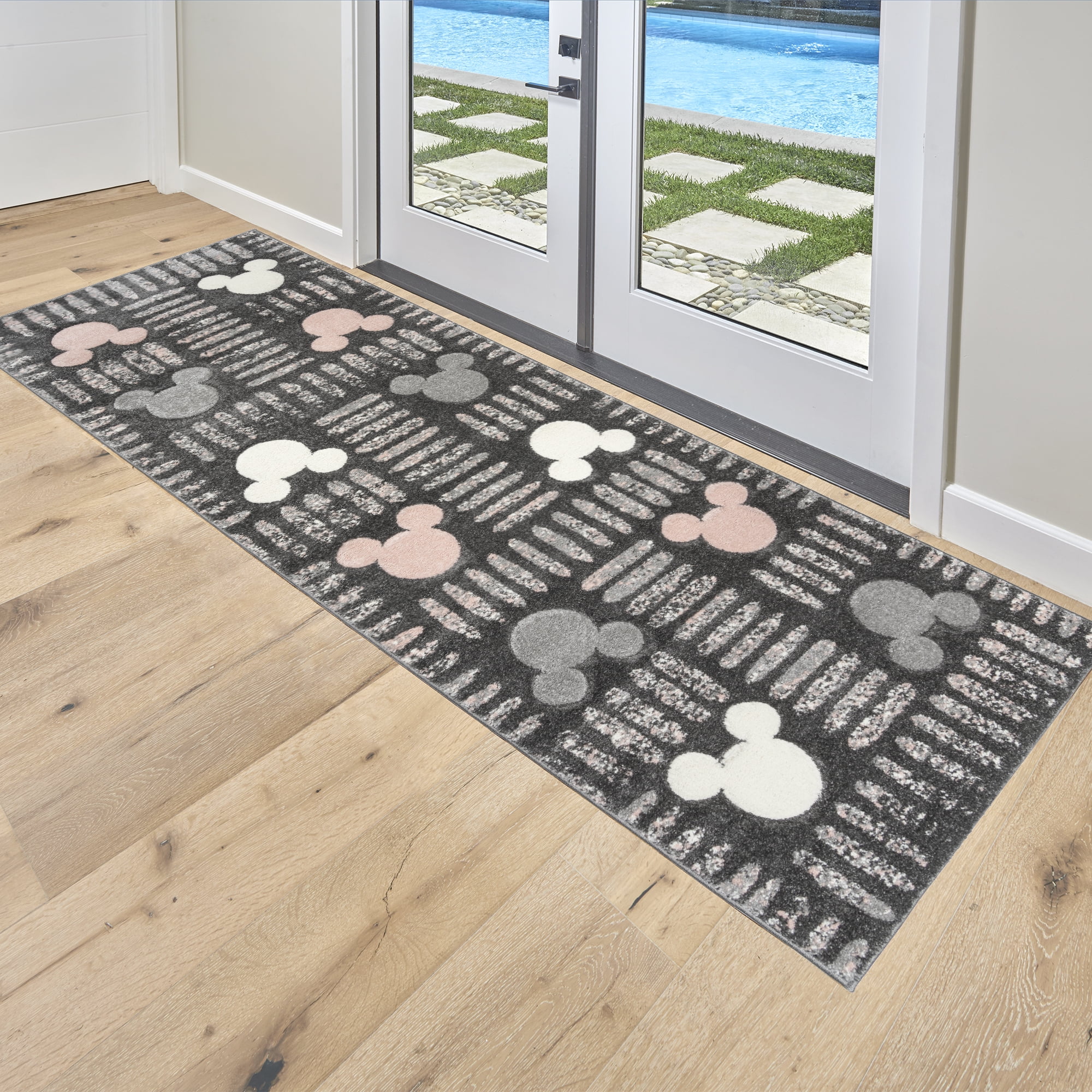 Disney Mickey Mouse Strokes Modern Geometric Gray Area Rug - Walmart.com