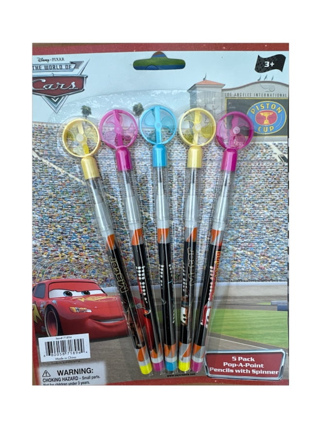 Disney CARS 5pk Pop-a-point pencils with spinner topper - Walmart.com