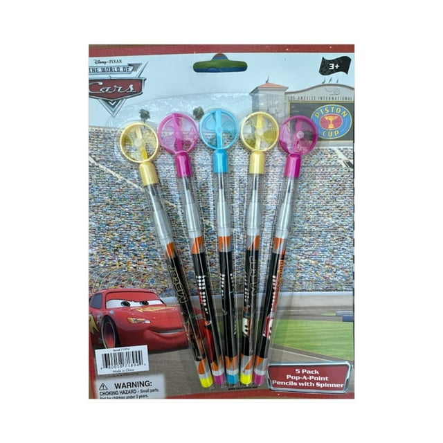 Disney CARS 5pk Pop-a-point pencils with spinner topper - Walmart.com