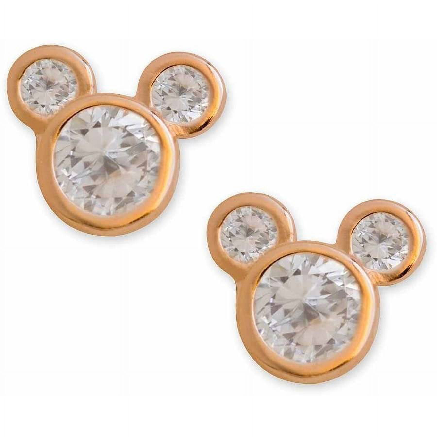 Disney Girl's/Tween Mickey Mouse Cubic Zirconia 10kt Gold Stud Earrings ...