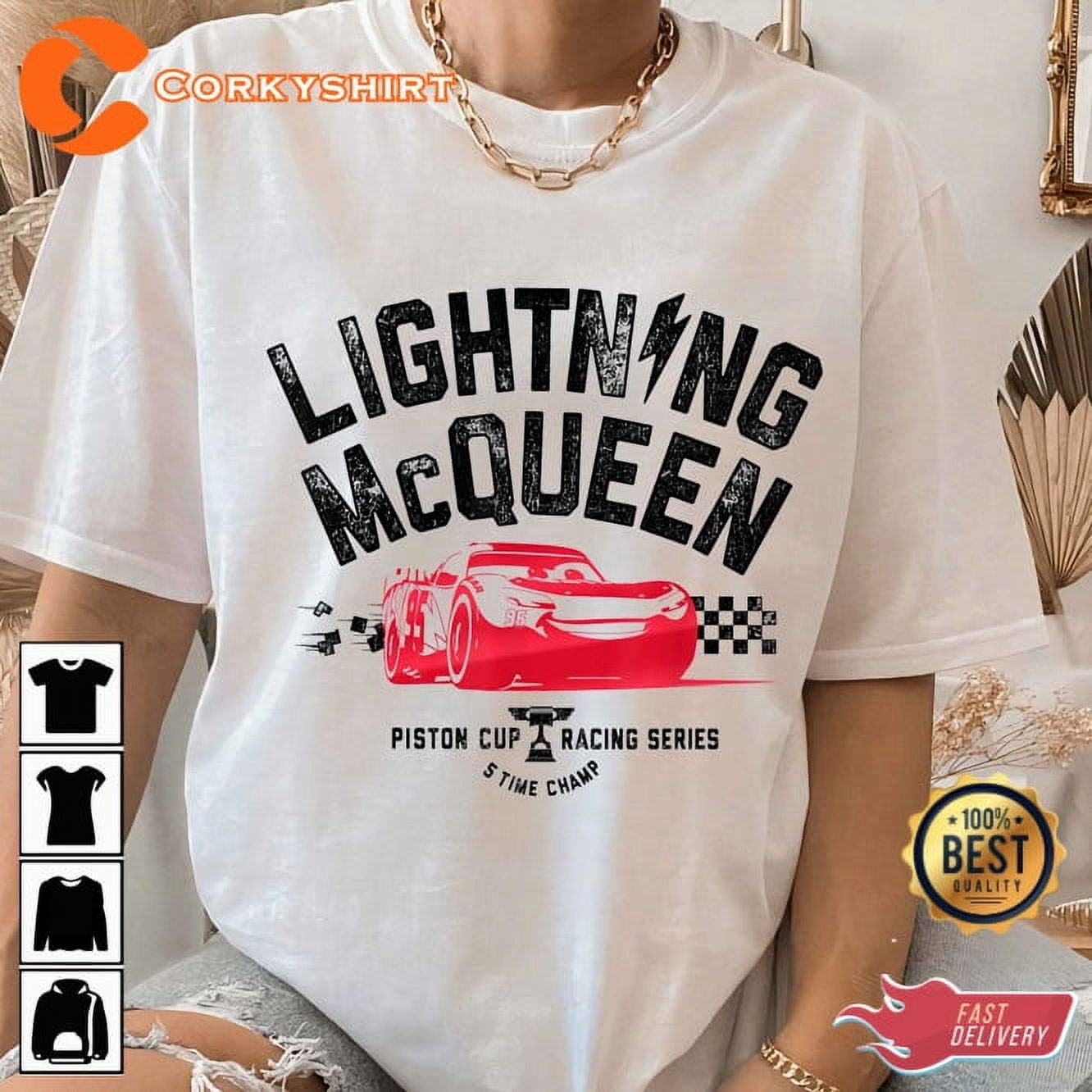 Disney Cars 3 Lightning Mcqueen Pit Crew Mcqueen 95 Cartoon T-shirt ...