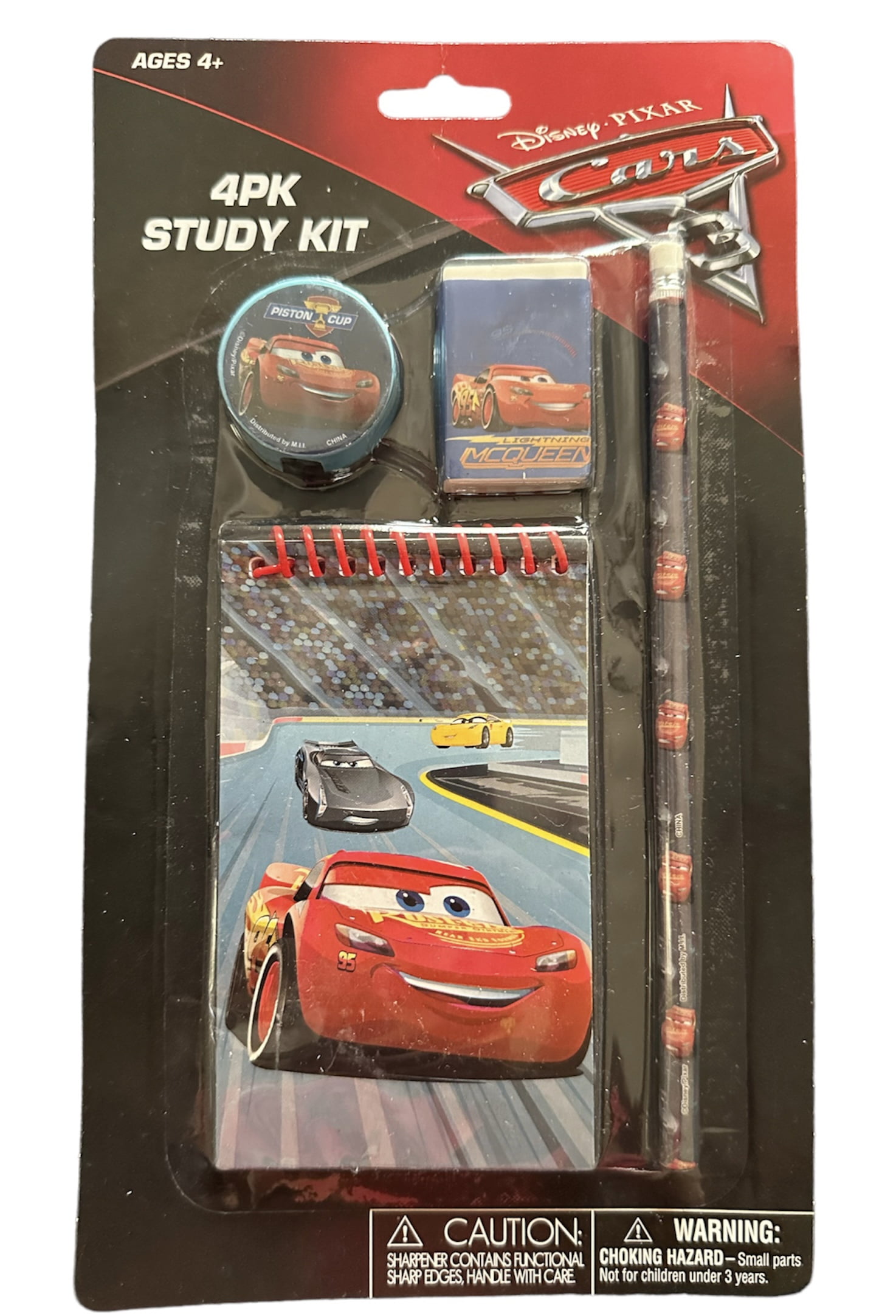 Disney Cars 4 Piece Study Kit Set - Notepad, Sharpener, Eraser, Pencil ...