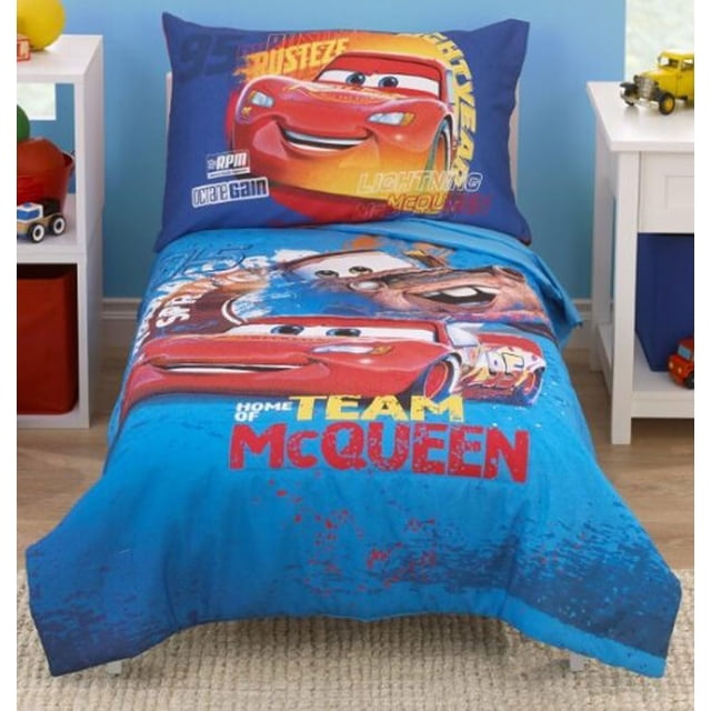 Disney Cars 4-Piece Toddler Bedding Set for Small Children - Walmart.com