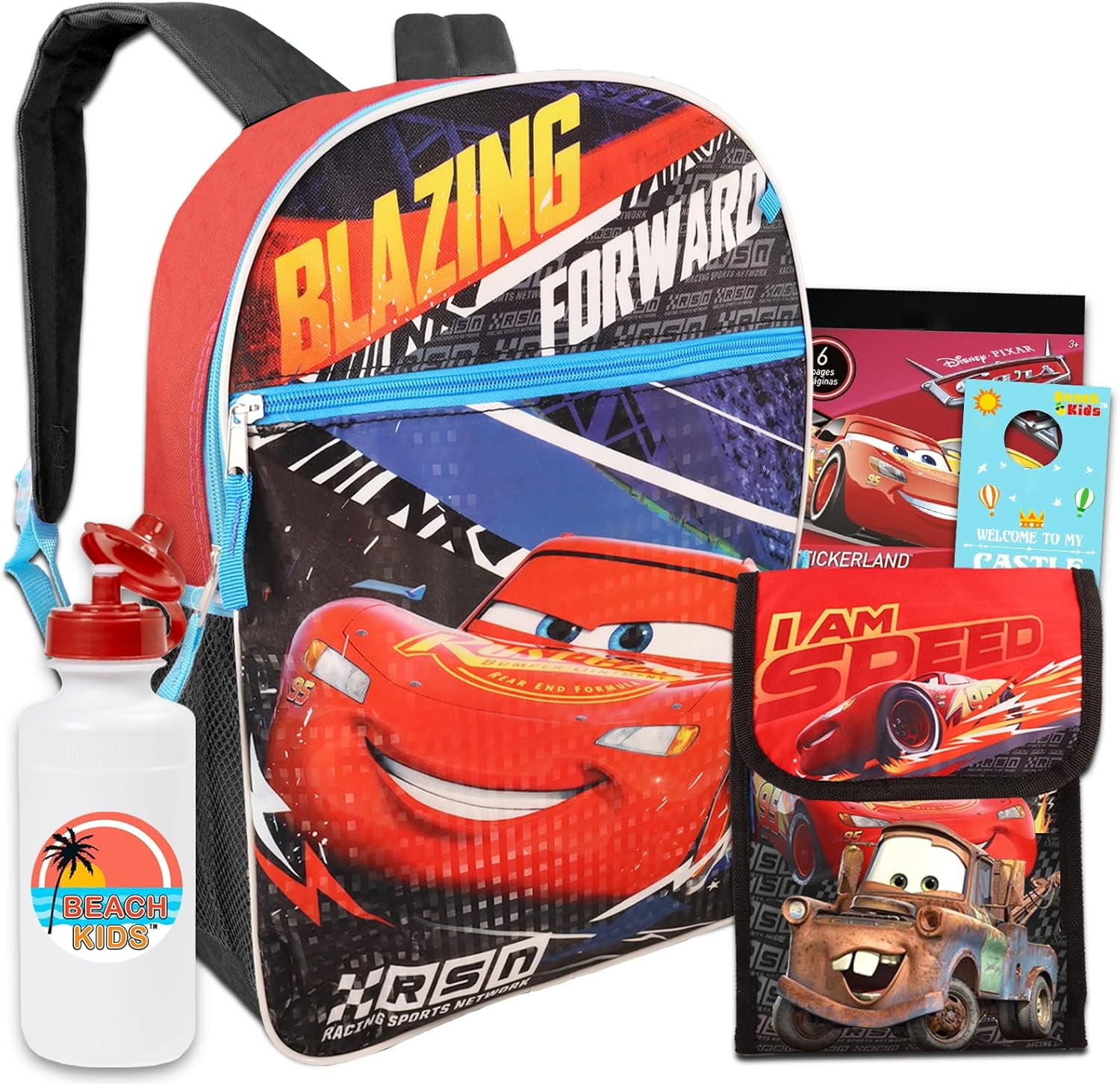 Disney Cars Backpack Bundle with 15" Cars School Bag Lunch Box, and ...