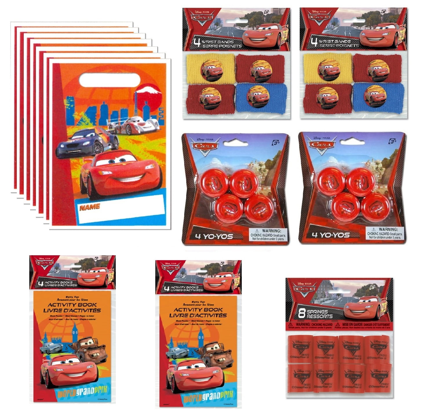 Disney Cars Birthday Party Supplies Favor Bundle includes 8 Plastic ...