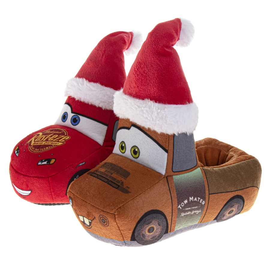 Disney Cars Boys Dual Size Slippers (Sizes 5–1, Toddler Little Kids ...