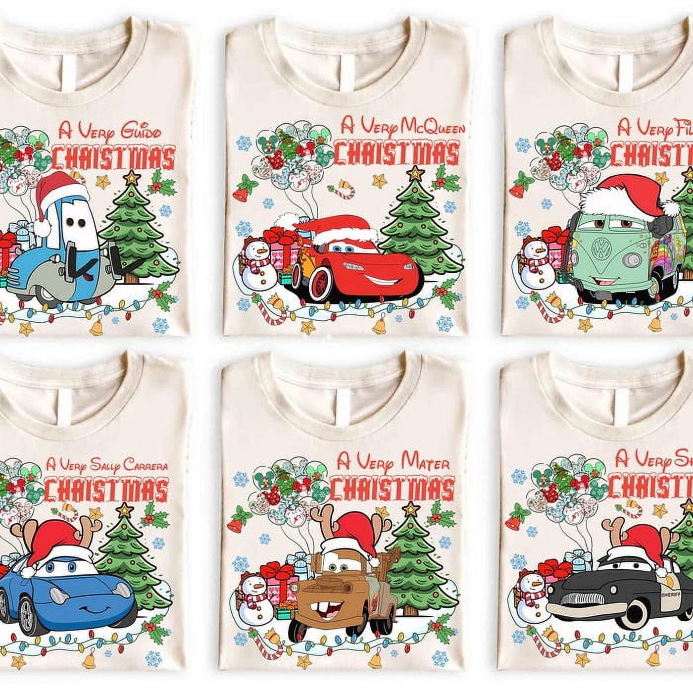 Disney Cars Characters Christmas Lights Shirt, Santa McQueen, Tow Mater ...