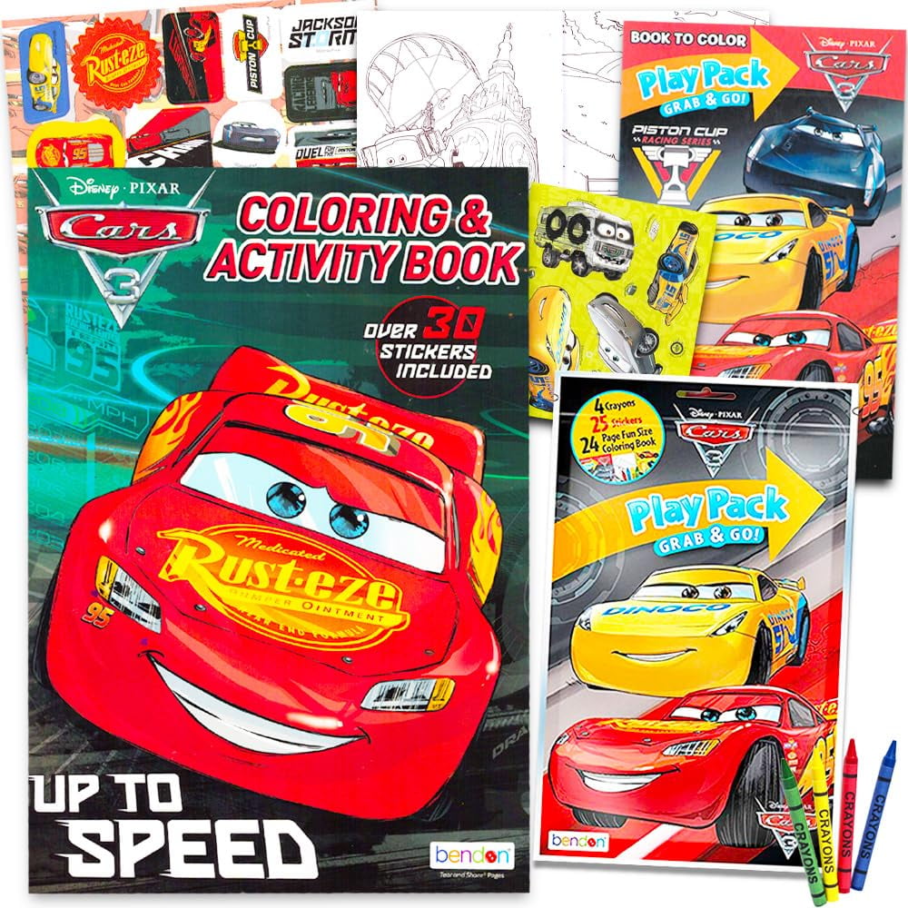 Disney Cars Coloring Book Bundle (Coloring Activity Set Featuring ...