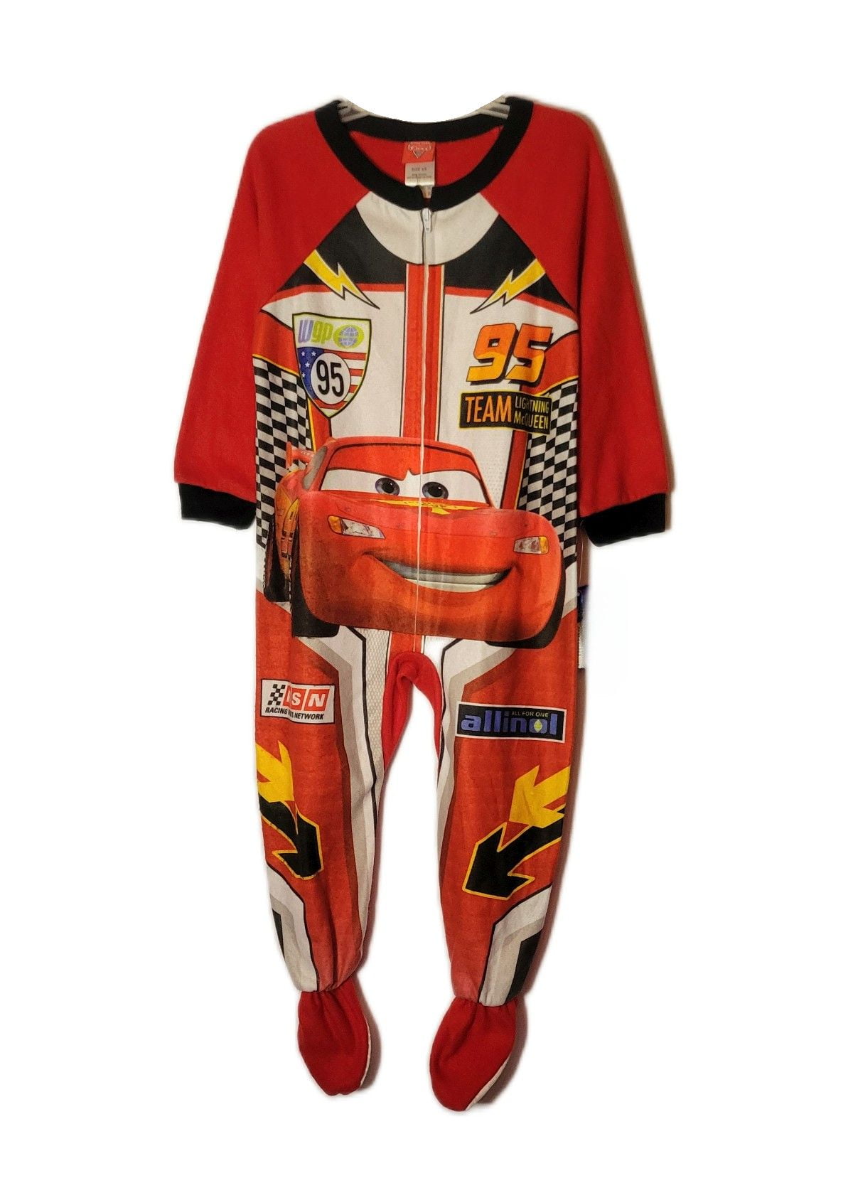 Disney Cars Lightning McQueen Boy's Fleece Footed Pajama Sleeper, Size ...