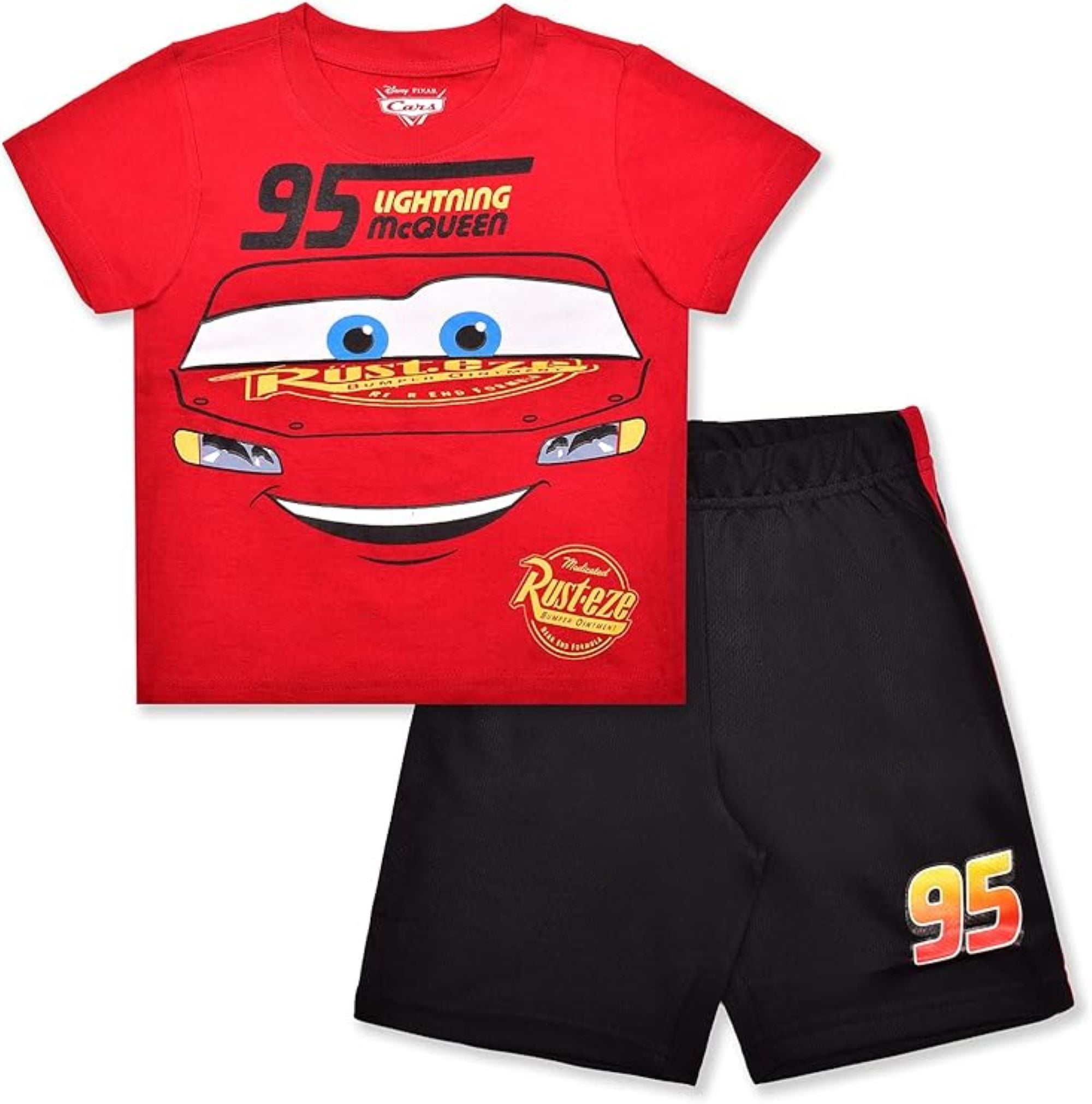 Disney Pixar Cars Lightning McQueen Boys’ Short Sleeve T-Shirt and ...