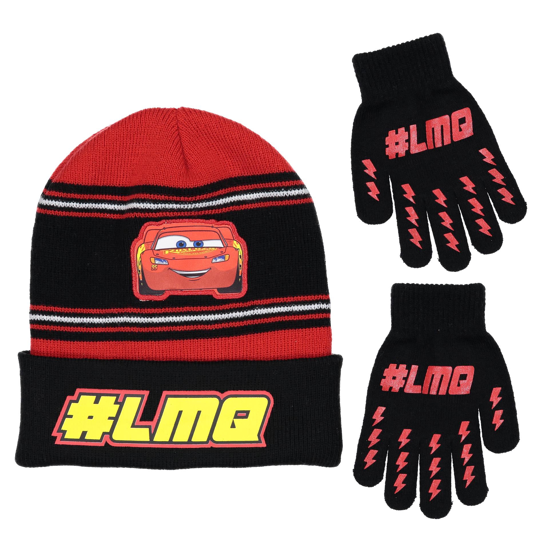 Disney Cars Lightning McQueen Boys Winter Hat Matching Glove Set ...
