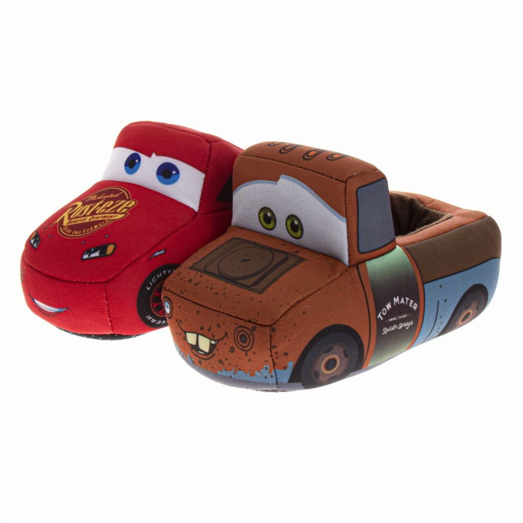 Disney Cars Lightning Mcqueen Dual Size Kids 3D Plush Slippers, Red ...