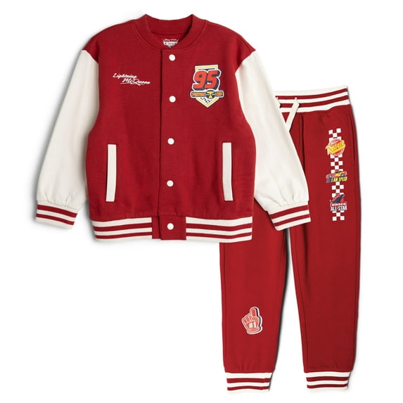 Disney Cars Lightning McQueen Fleece Varsity Bomber Jacket and Jogger ...