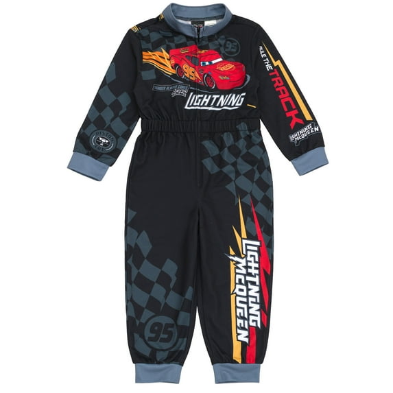 Disney Cars Lightning McQueen French Terry Racing Zip Up Coverall ...