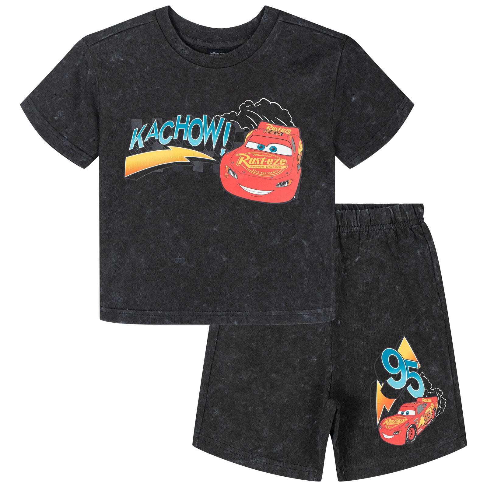 Disney Cars Lightning McQueen French Terry T-Shirt and Shorts Outfit ...