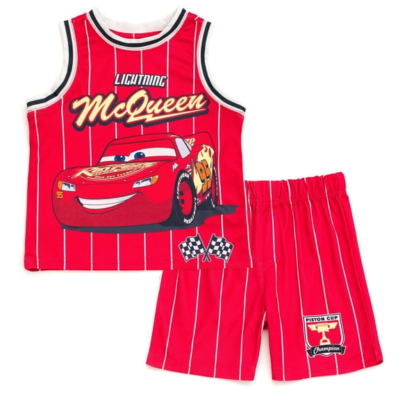 Disney Cars Lightning McQueen Mesh Jersey Athletic Tank Top and ...