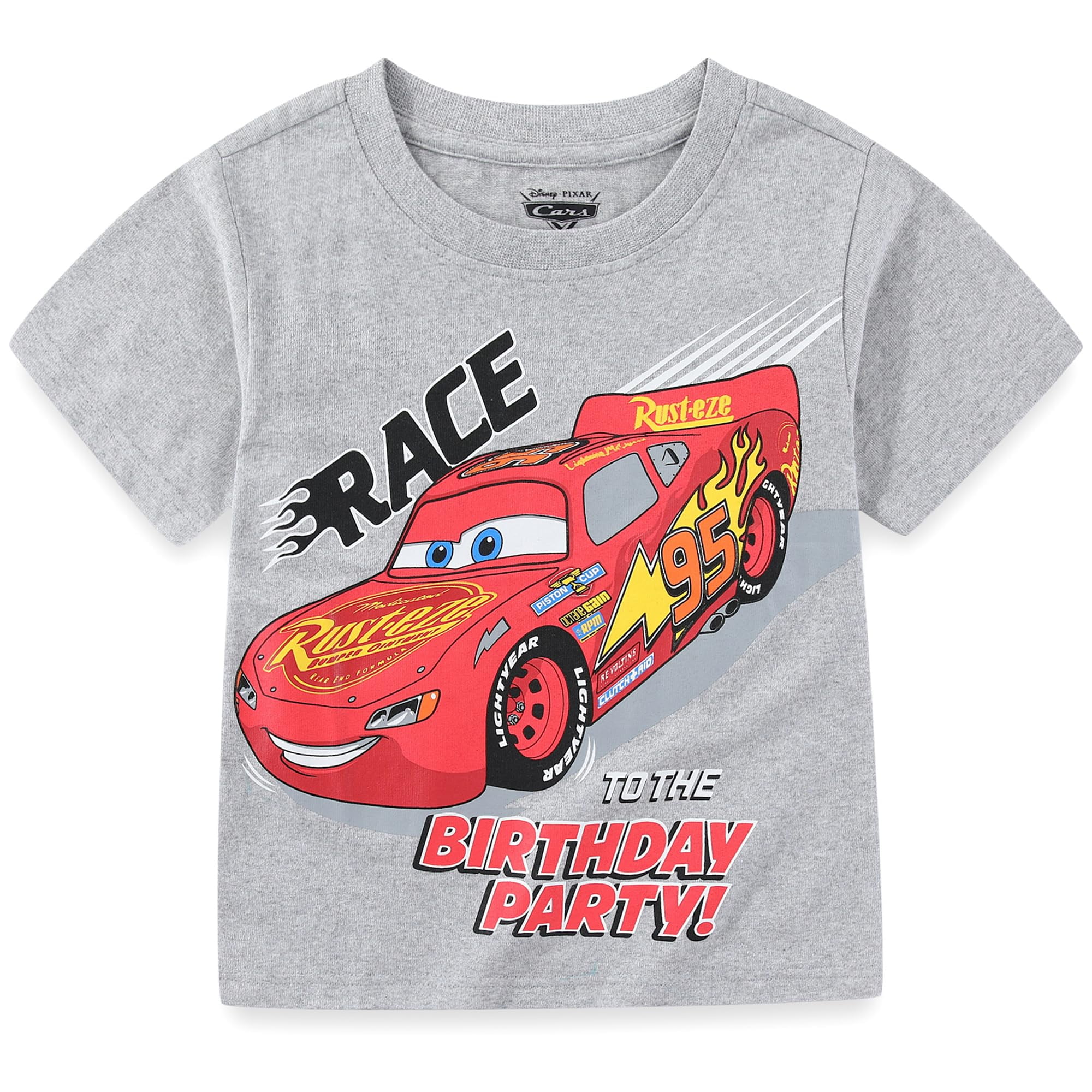 Disney Cars Lightning McQueen Birthday Short Sleeve T-Shirt (Boys ...
