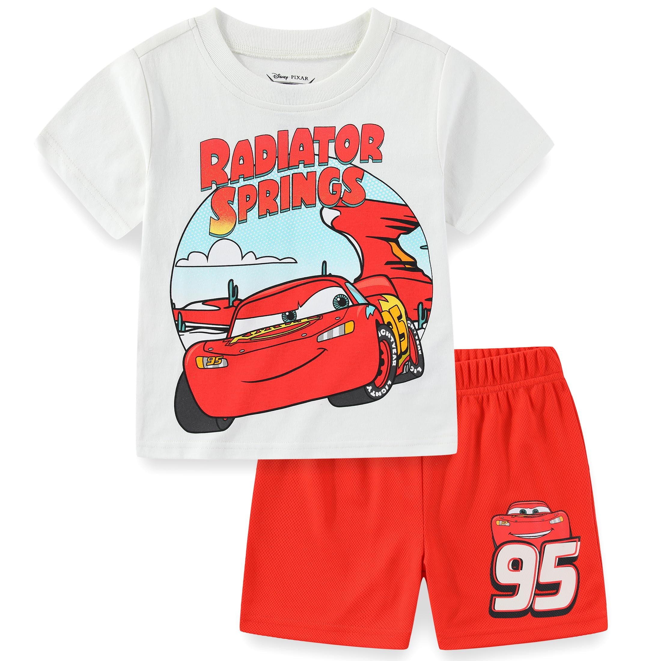 Disney Cars Lightning McQueen Short Sleeve T-Shirt and Shorts Set (Boys ...