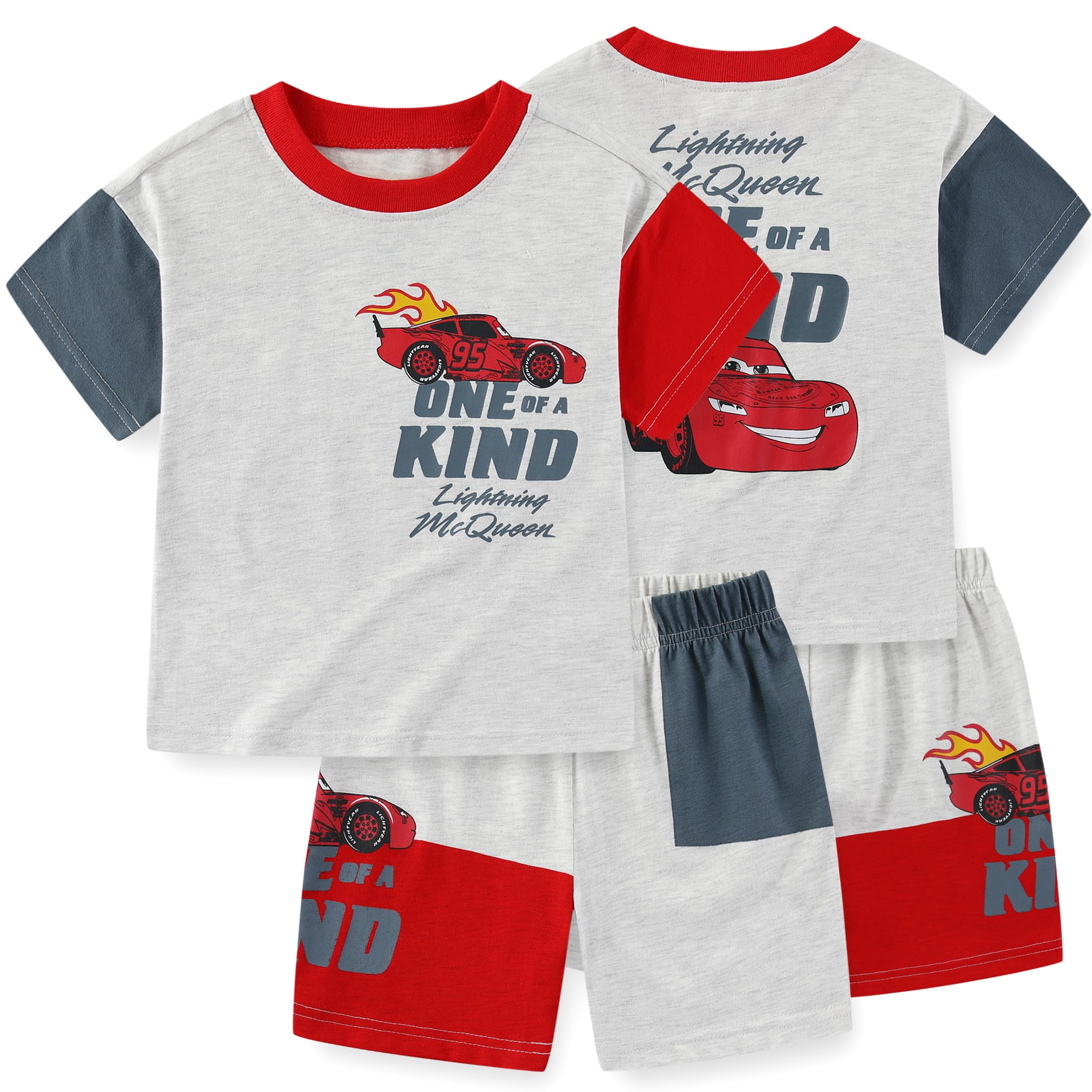 Disney Cars Lightning McQueen Short Sleeve T-Shirt and Shorts Set (Boys ...