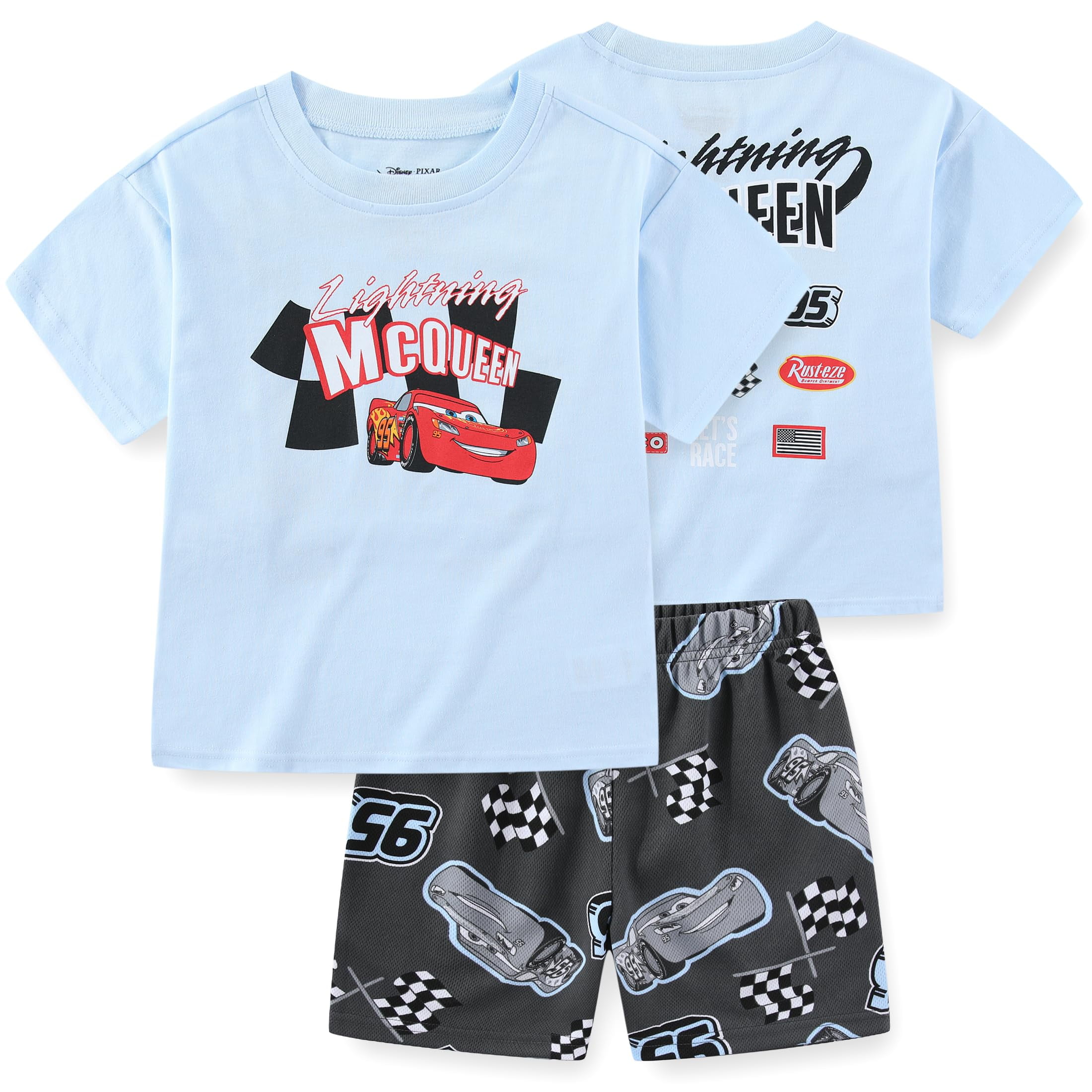 Disney Cars Lightning McQueen Short Sleeve T-Shirt and Shorts Set (Boys ...