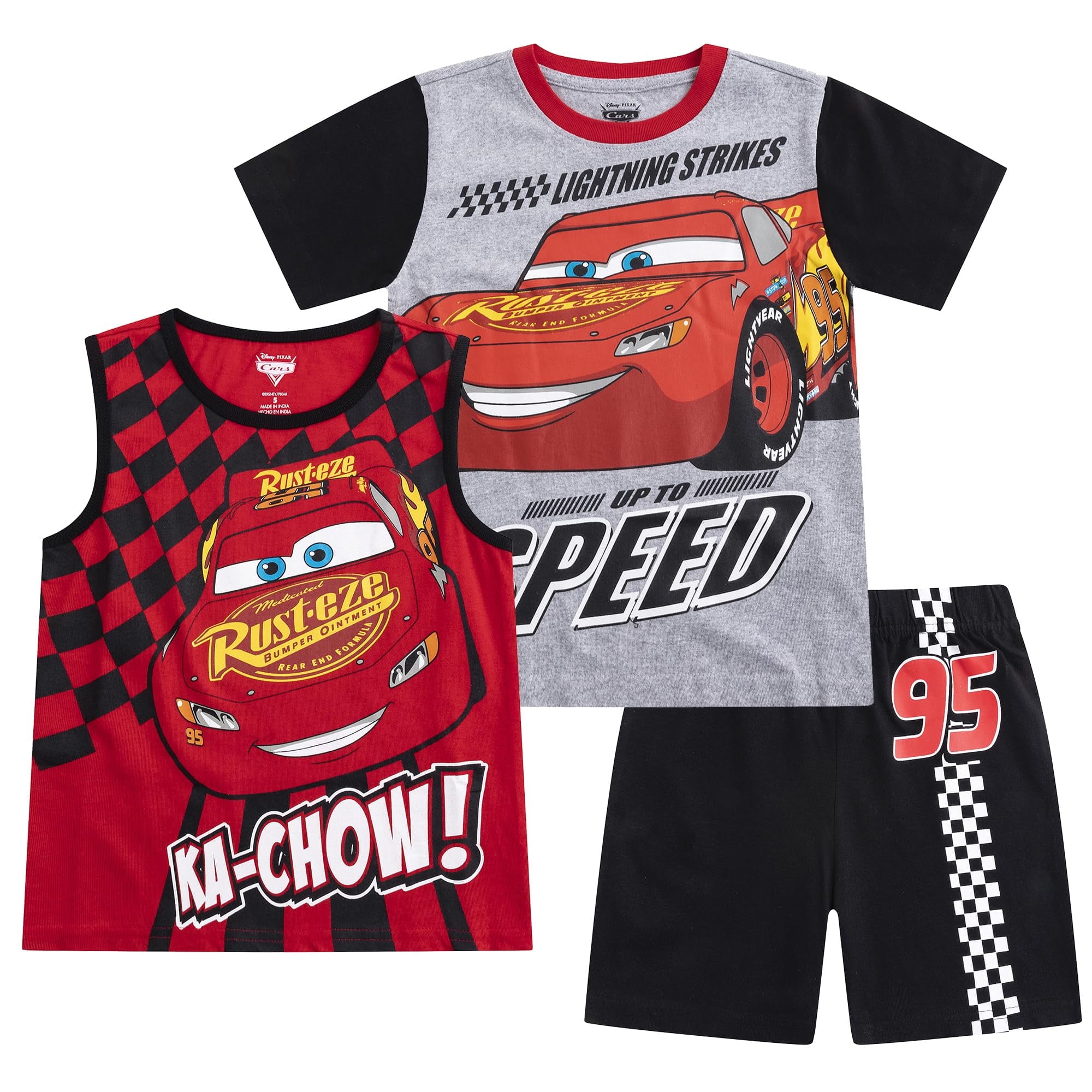 Disney Cars Lightning McQueen T-Shirt, Tank Top & Shorts (Boys), 3 ...