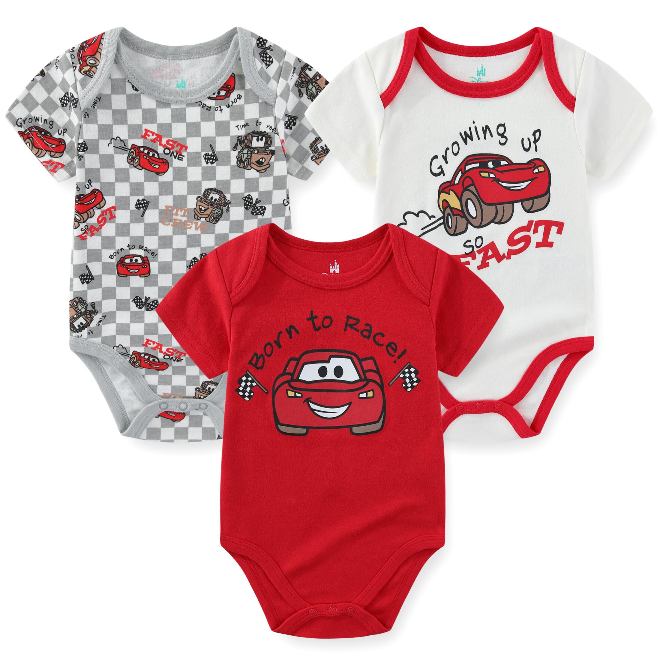 Disney Cars Lightning McQueen Tow Mater Bodysuit Creeper (Baby Boys), 3 ...