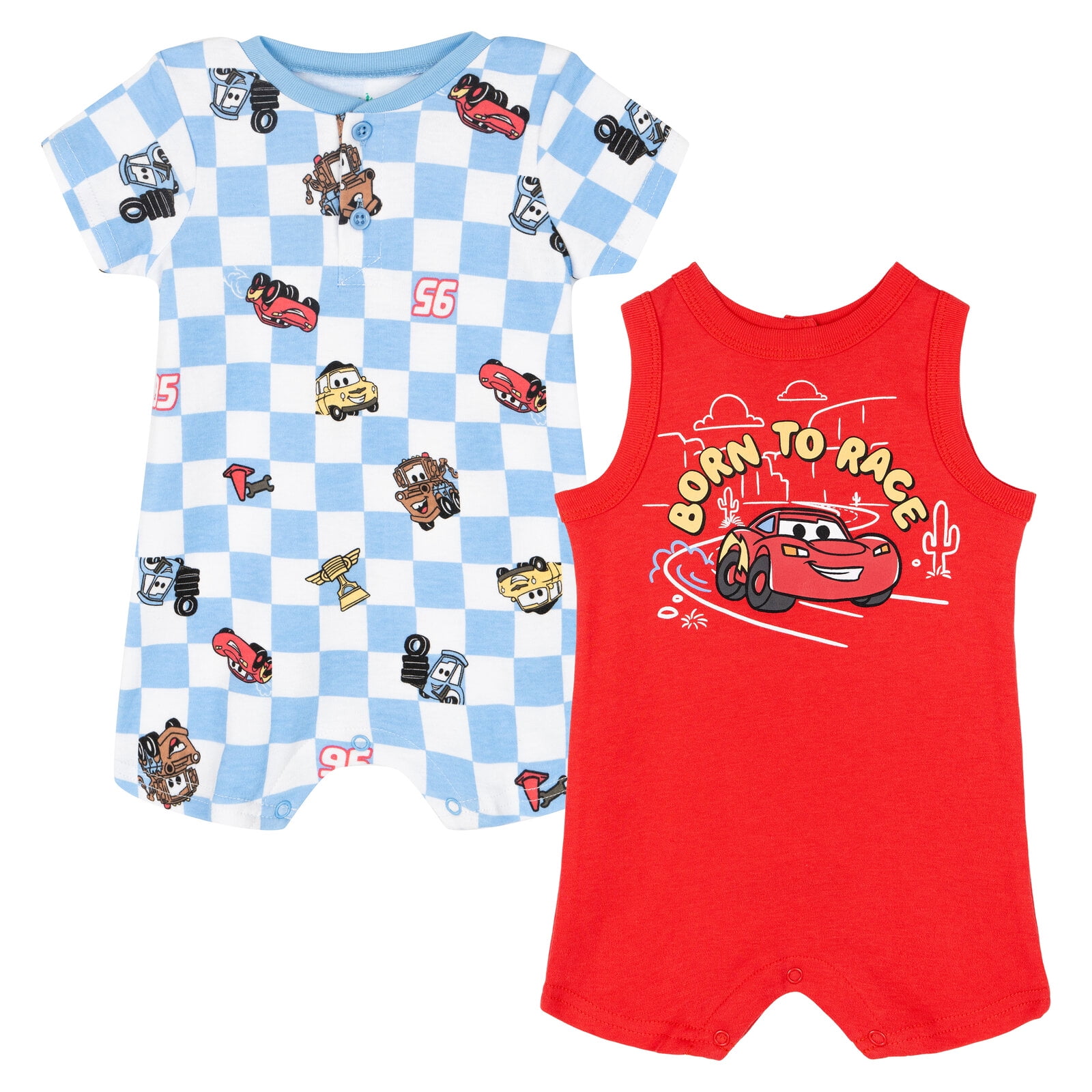 Disney Cars Lightning McQueen Tow Mater Guido Henley Romper and ...