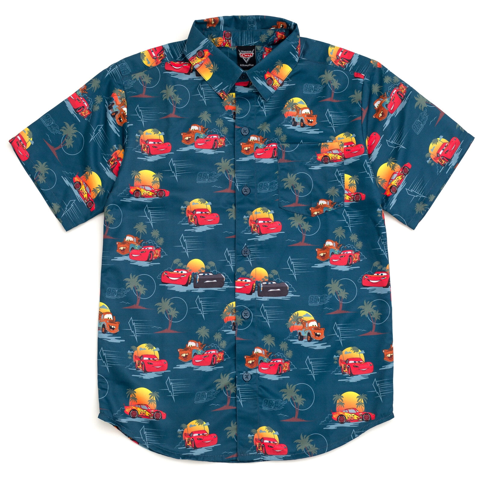 Disney Cars Lightning McQueen Tow Mater Hawaiian Button Down Shirt ...