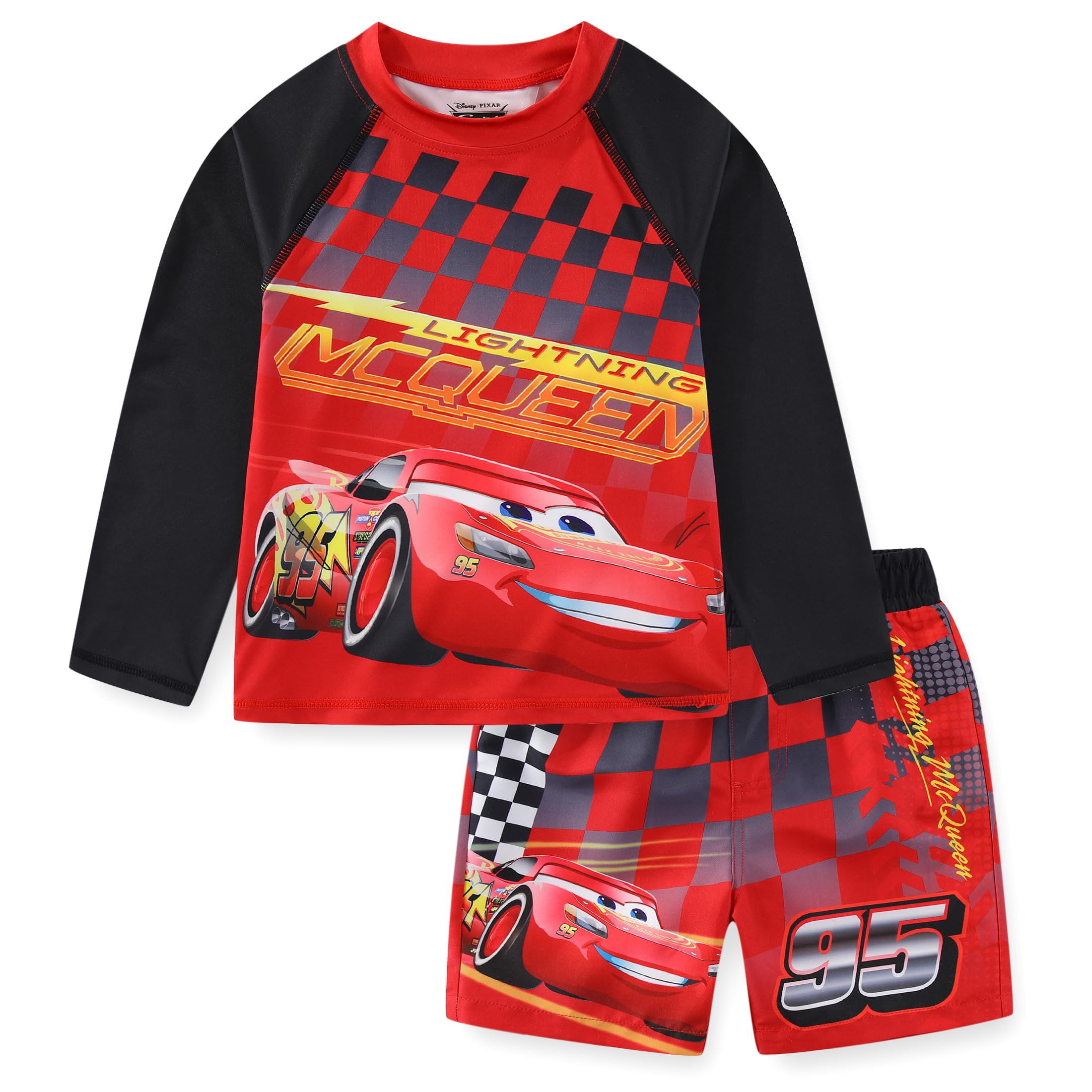 Disney Cars Lightning McQueen UPF 50+ Swimsuit Set (Boys), Sizes 2T-12 ...