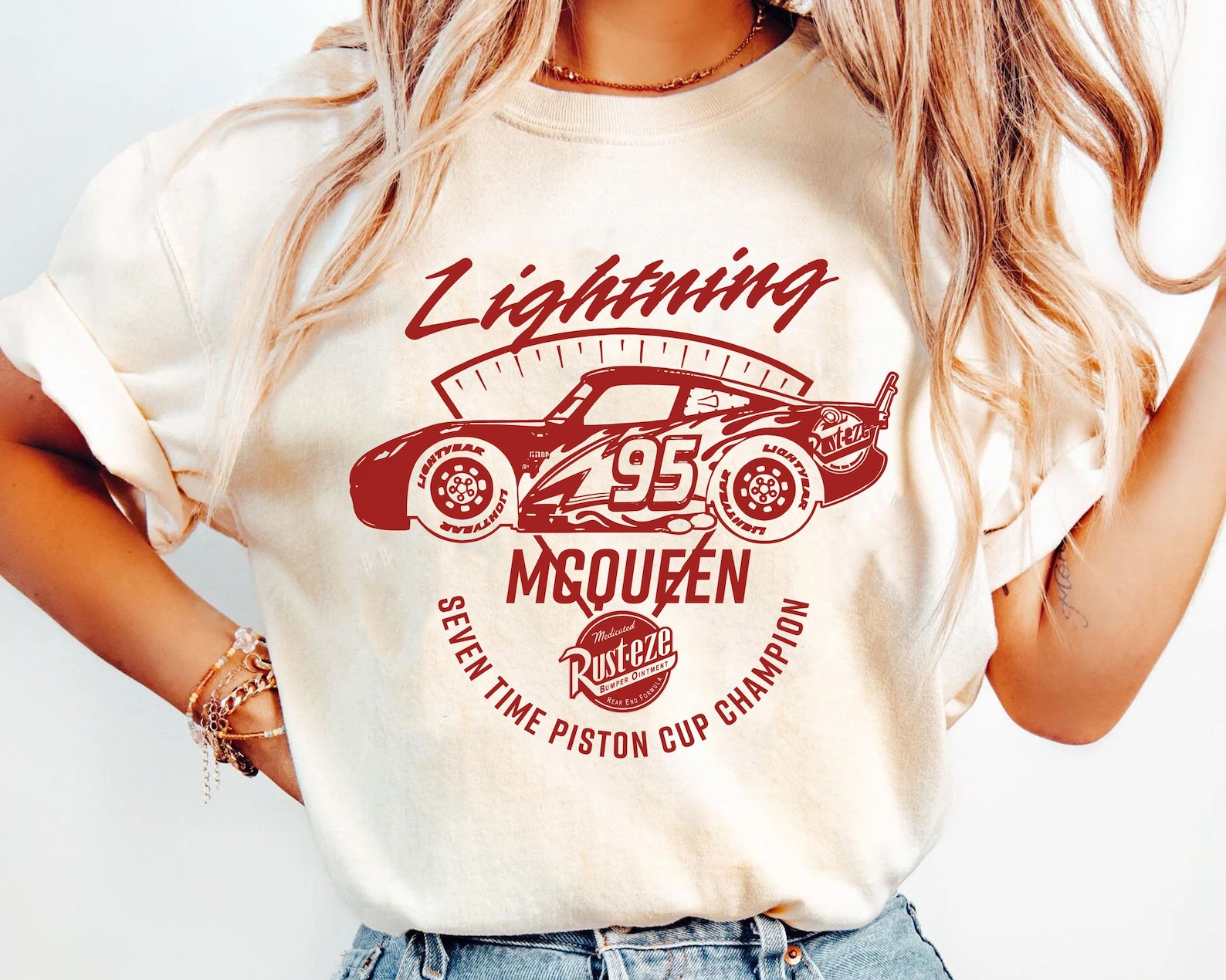 Disney Cars Lightning McQueen Unisex Graphic Tee Shirt, Rust-Eze Racing ...