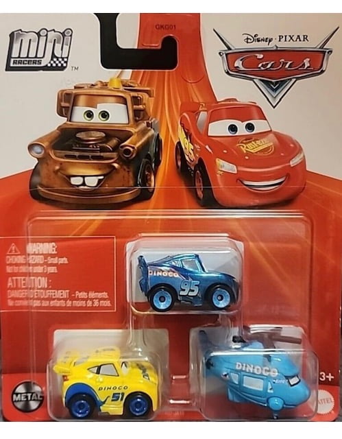 Disney Cars Mini Racers 3 Pack Sponsored by Dino Rotor Turbosky, Dinoco ...