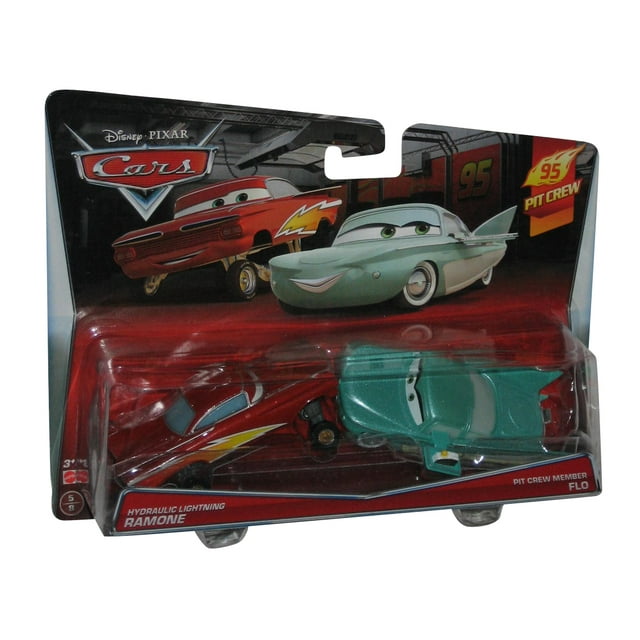 Disney Cars Movie 95 Pit Crew Hydraulic Lightning Ramone & Flo Toy Car ...