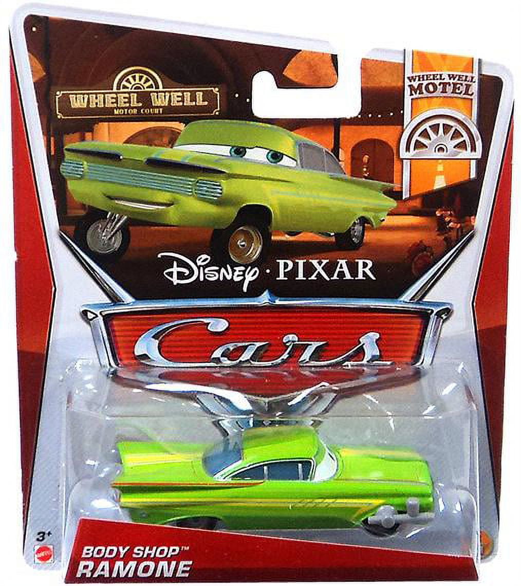 Disney Cars Movie Wheel Well Motel Body Shop Ramone Green Toy Car ...