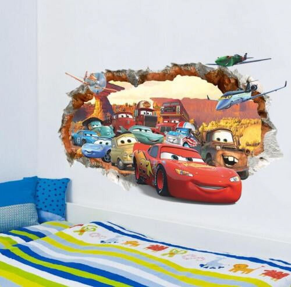 Disney Cartoon Cars Decal Wall Sticker, Self-Adhesive Removable Vinyl ...