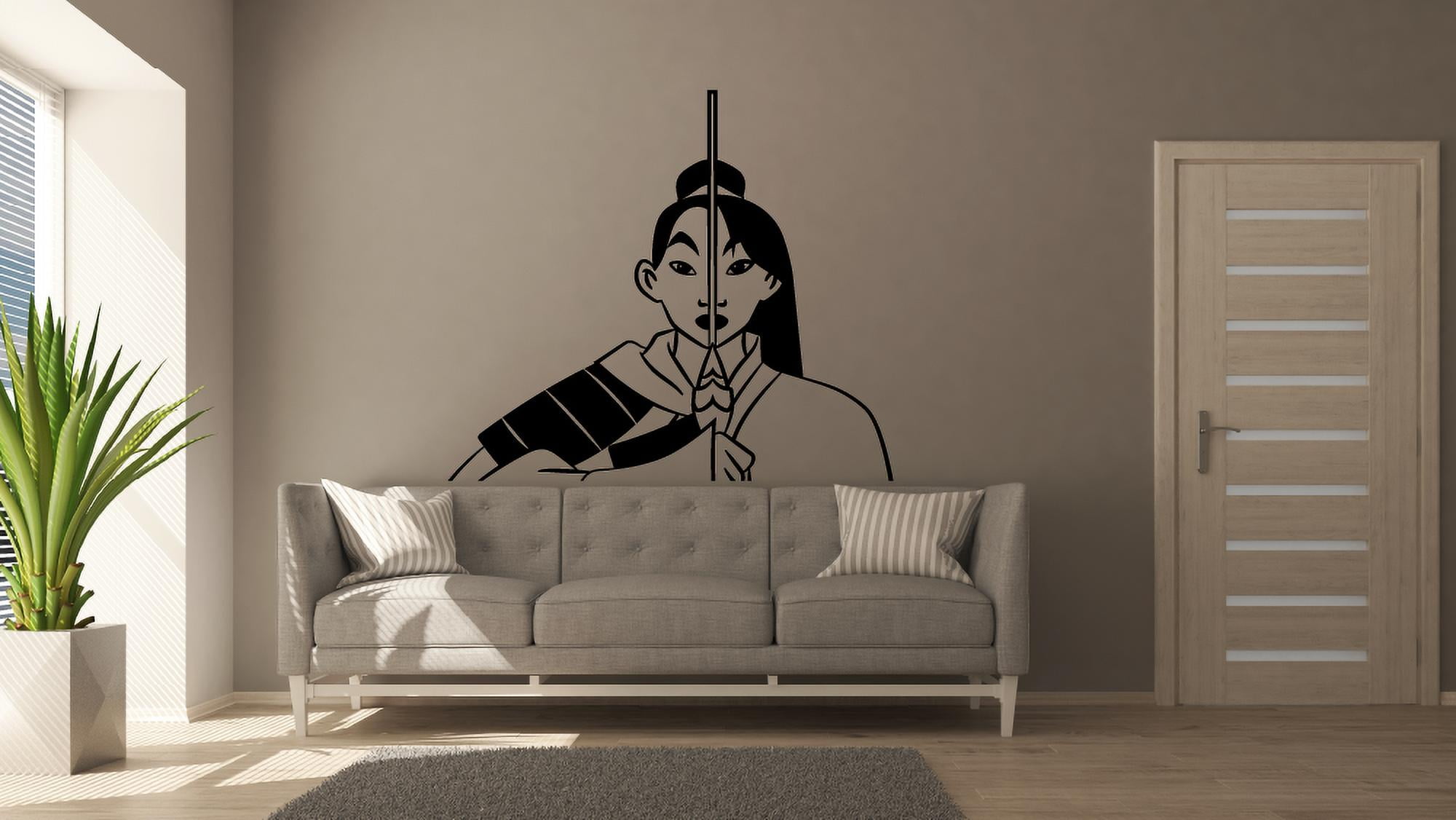 Disney Cartoon Character Mulan Warrior Princess Portrait Silhouette ...