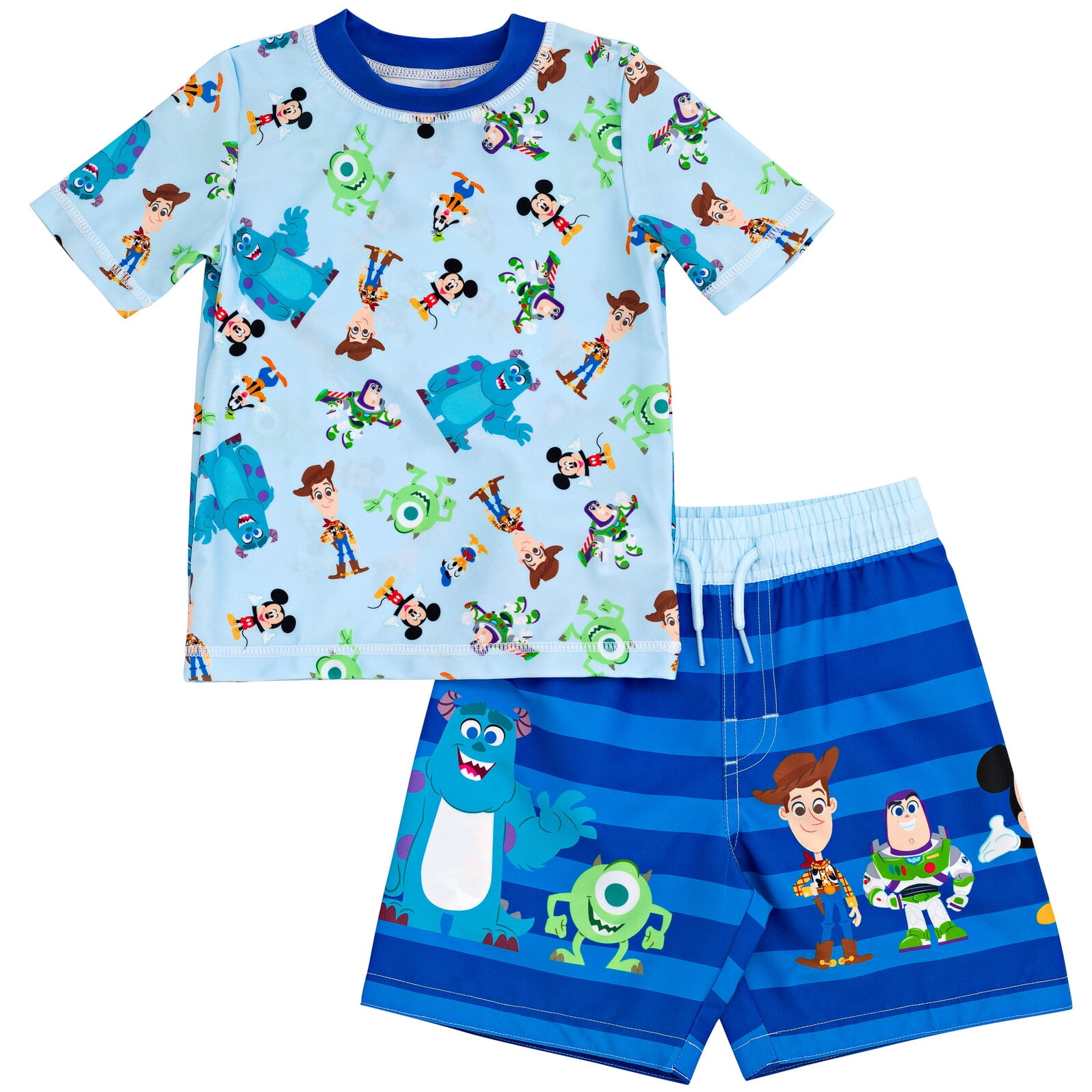 Disney Cartoon Character Print Lined 85% Polyester, Rash Guards (Boy’s ...