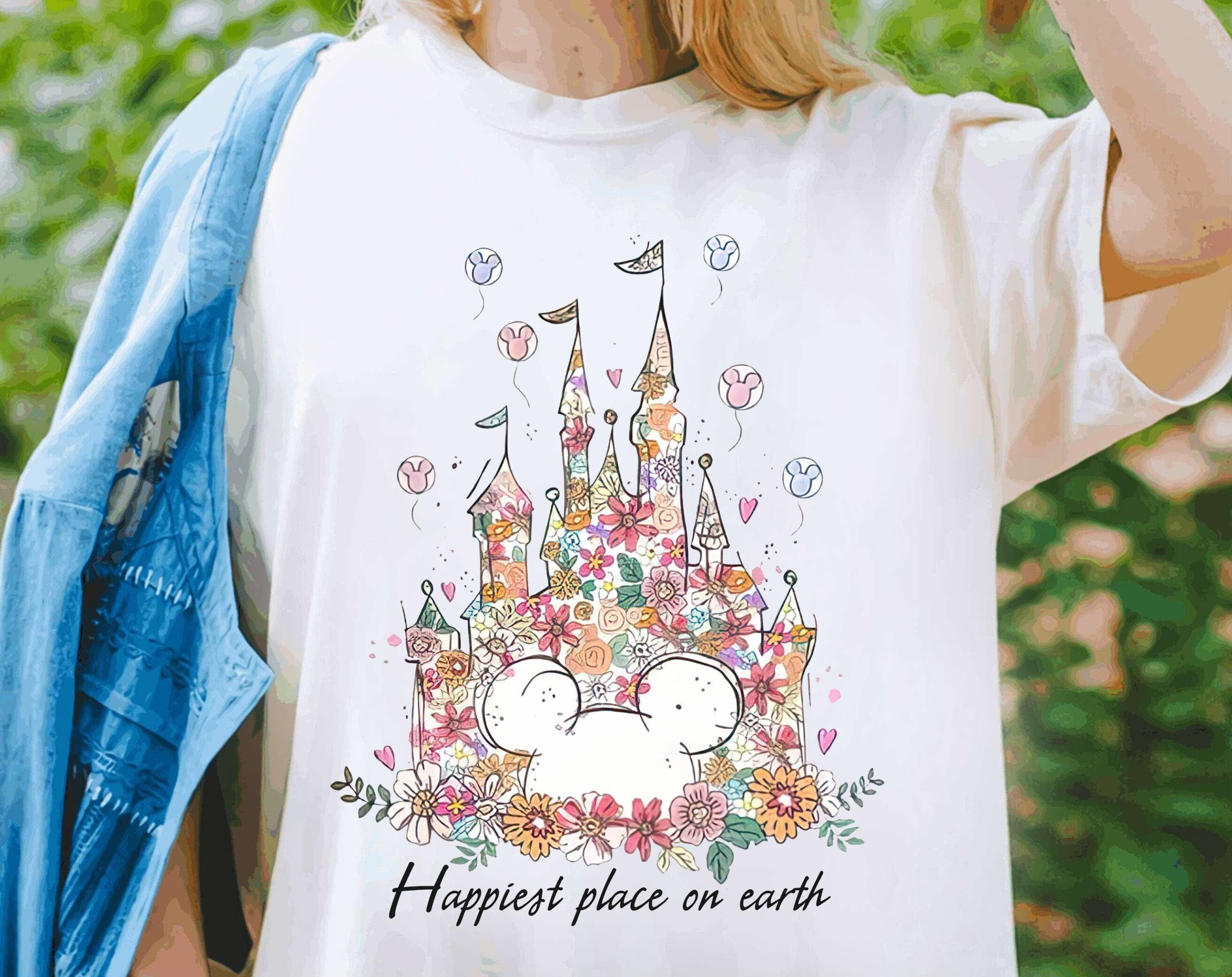Disney Castle Floral Shirt, Happiest Place On Earth T-shirt, Vintage ...