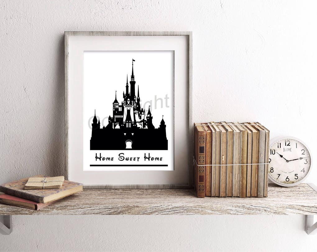 Disney Castle Silhouette Home Sweet Home Art Print ,Decor For Living ...