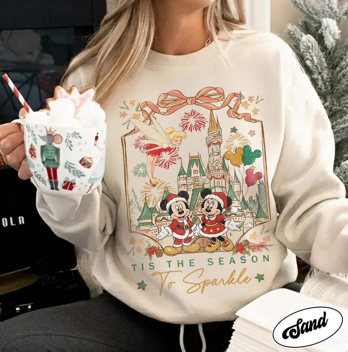 Disney Castle Tinkerbell Mickey & Minnie Christmas Sweatshirt, "Tis The ...