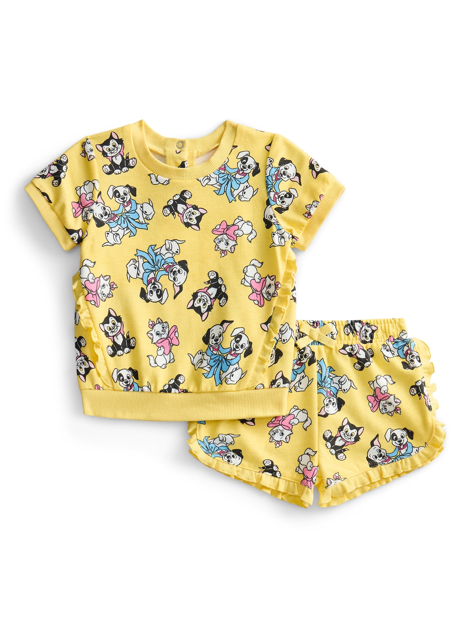 Disney Pets Baby Girls Matching Print Ruffle Top and Shorts Set, 2 ...