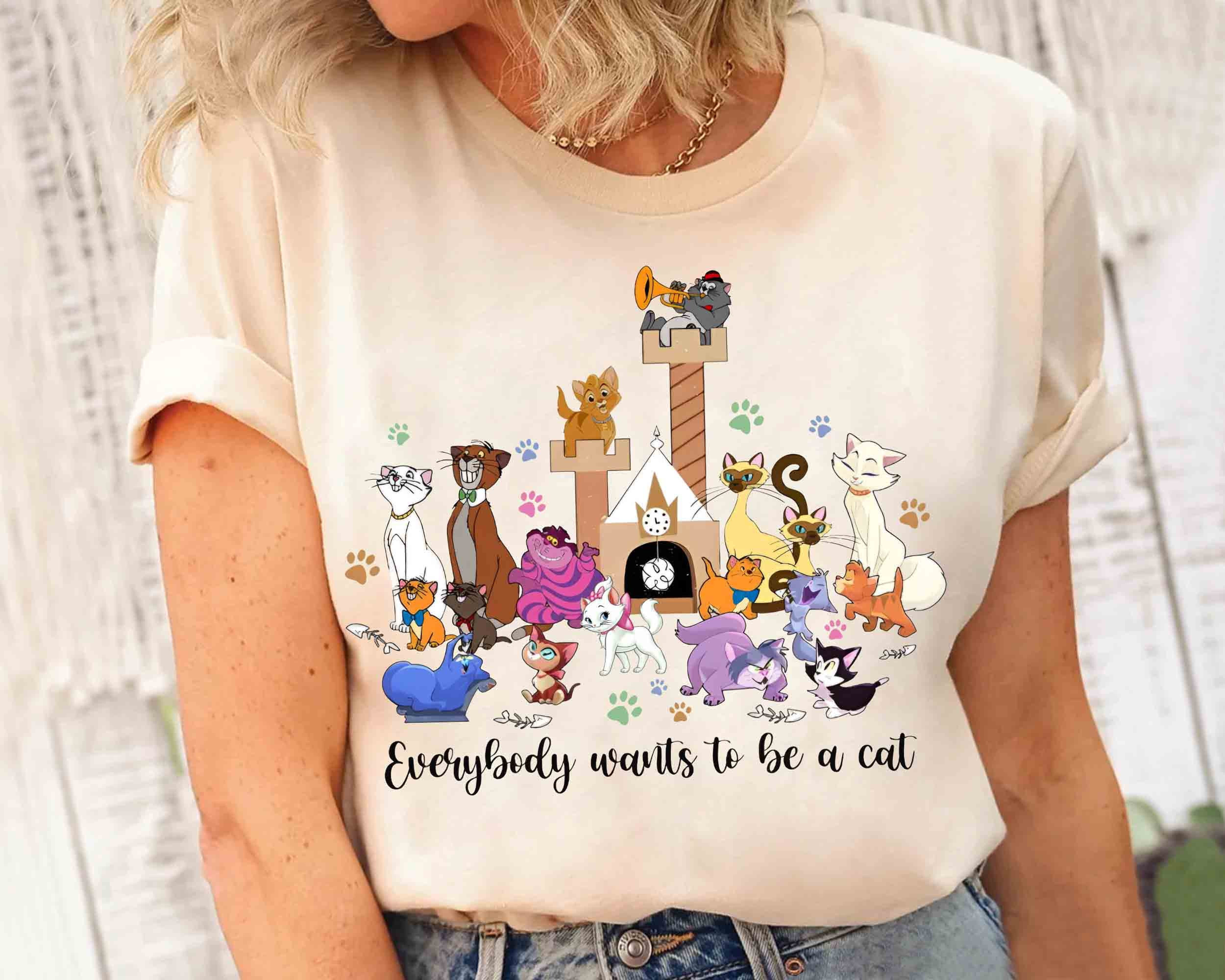 Disney Cats Character Group Kitten Friends T-shirt, Marie Toulouse Berlioz Figaro Cheshire Tee ...