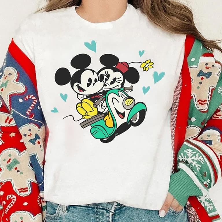 Disney Channel Cute Mickey And Minnie Couple Cartoon Shirt, Mickey And Friends T - Walmart.com