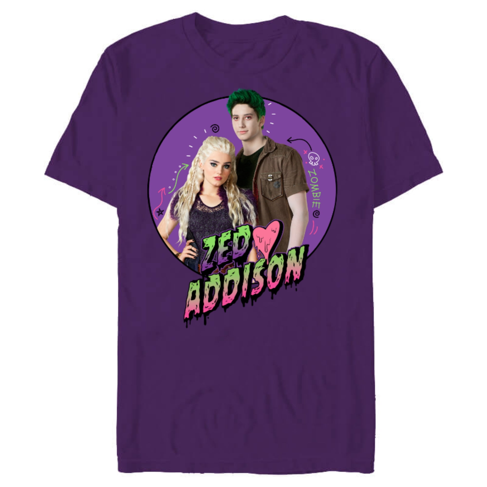 Disney Channel Zombies 2 Zed and Addison Love - Short Sleeve Blended T-Shirt for Adults ...