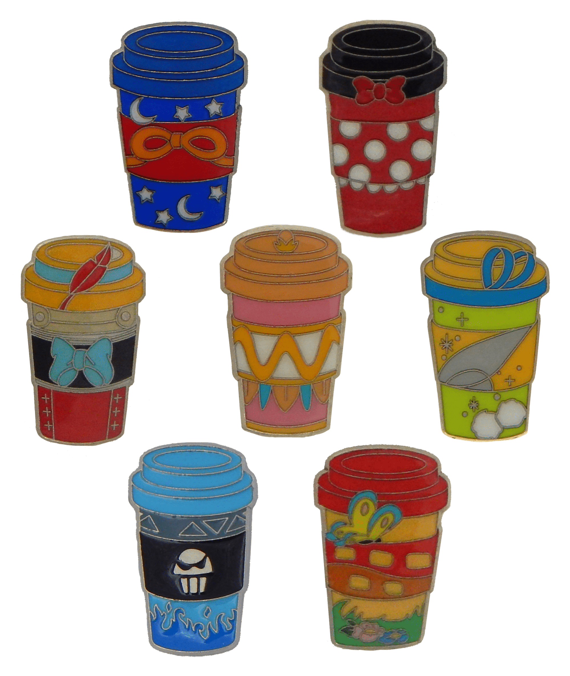Disney Character Coffee Cups 7 Pin Set Disney Trading Pins - Walmart.com
